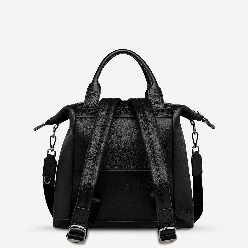 Mini Waves Black Leather Backpack | Status Anxiety®
