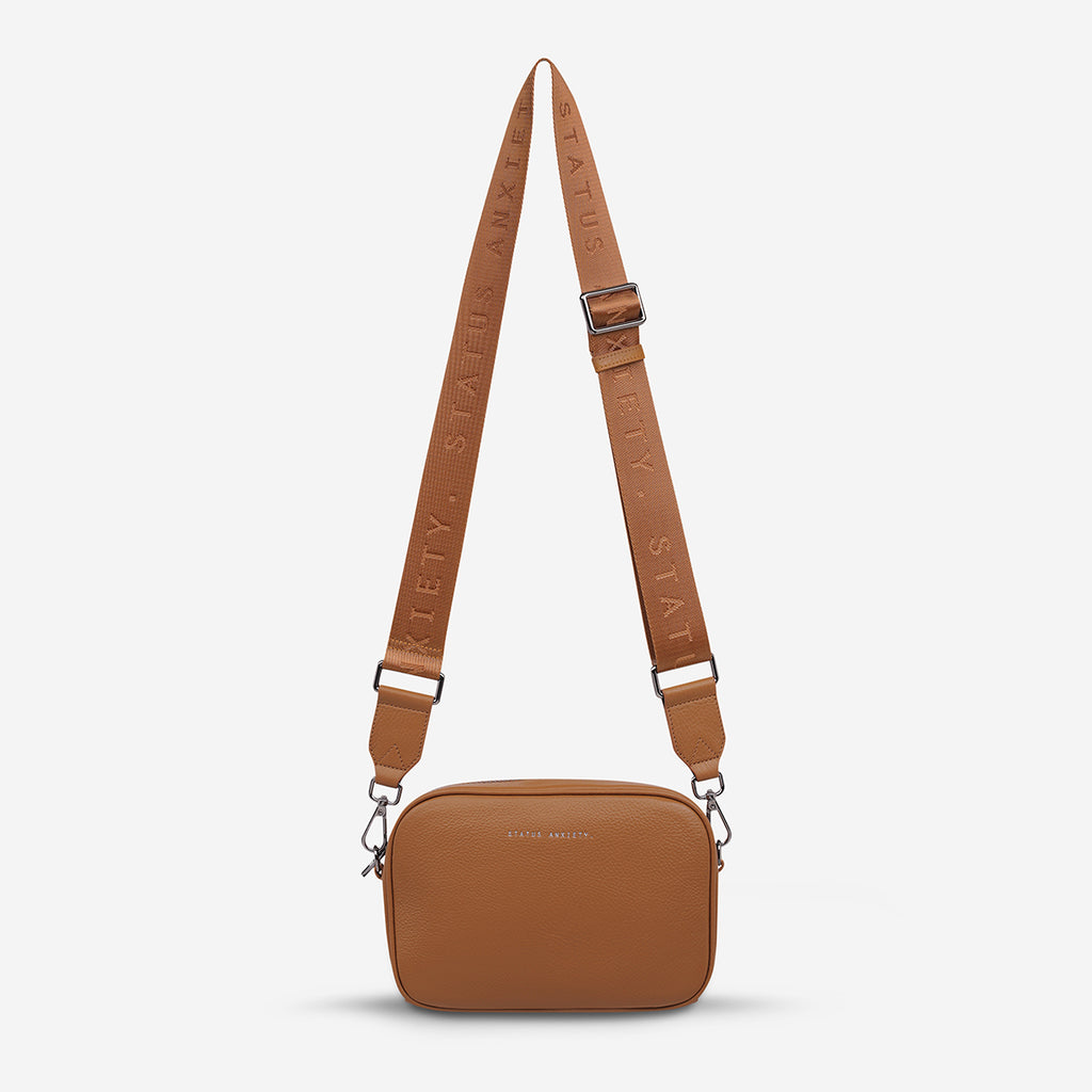 Plunder With Webbed Strap Camel Crossbody Bag | Status Anxiety®