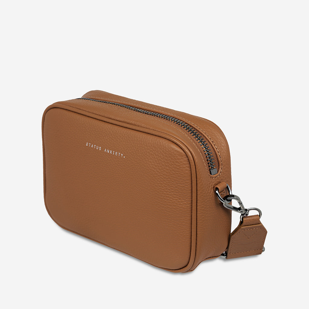 Plunder With Webbed Strap Camel Crossbody Bag | Status Anxiety®